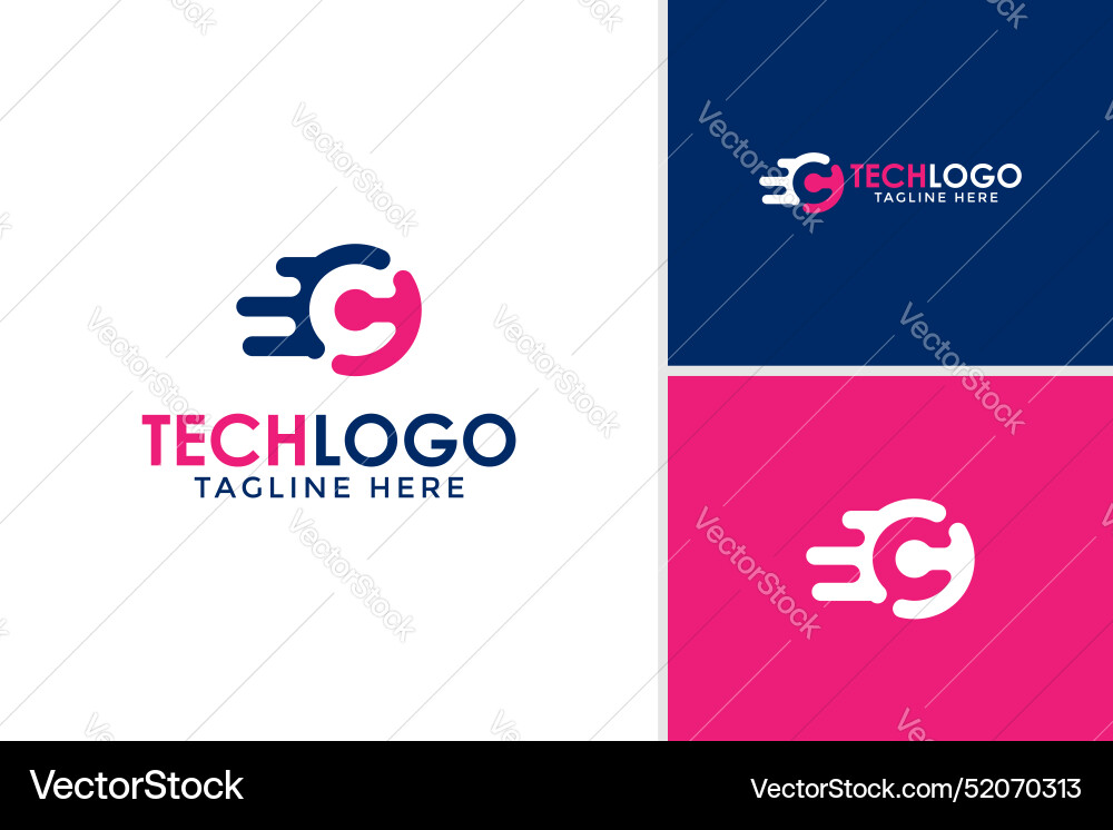 Abstract letter c technology logo initial fast Vector Image