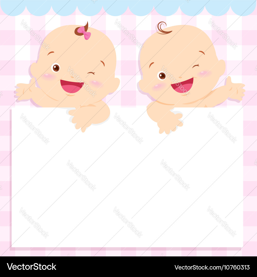 Baby boy and girl space frame Royalty Free Vector Image