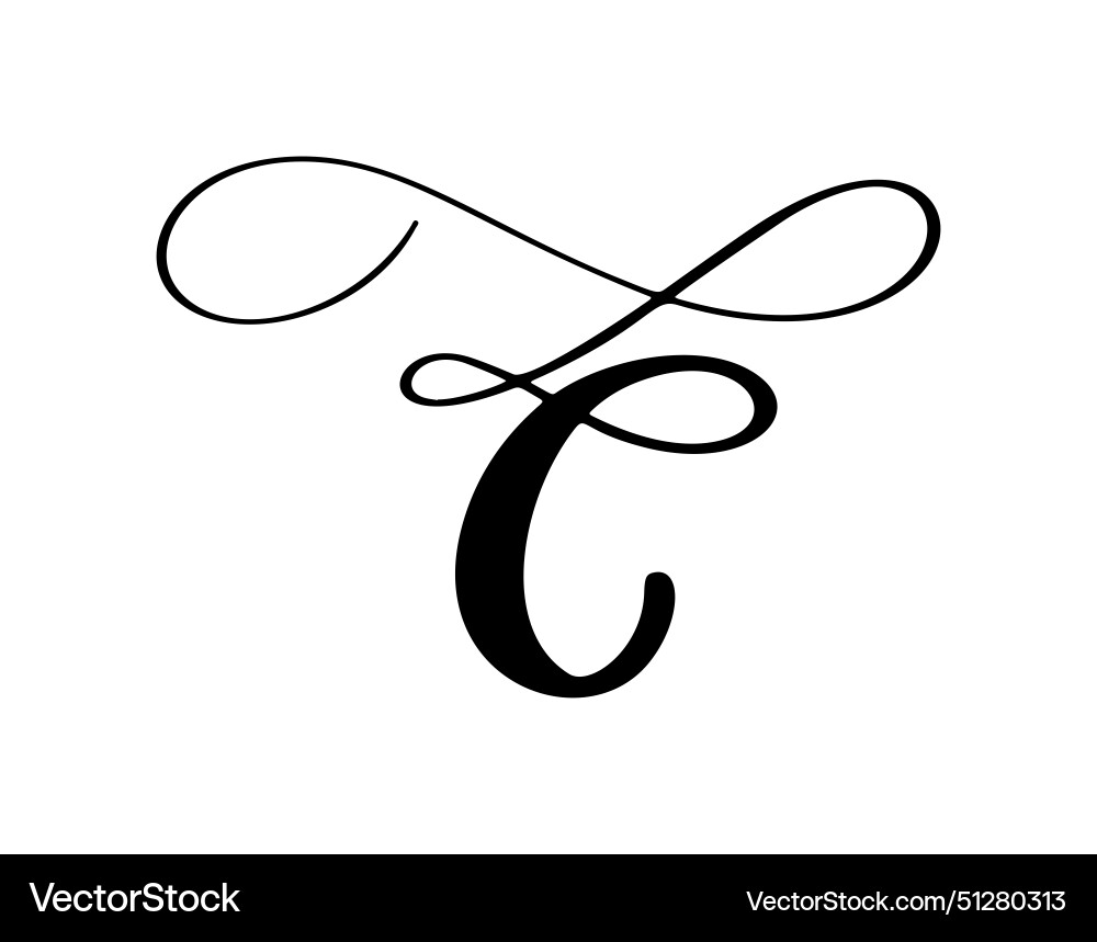 Calligraphy hand drawn letter c logo Royalty Free Vector