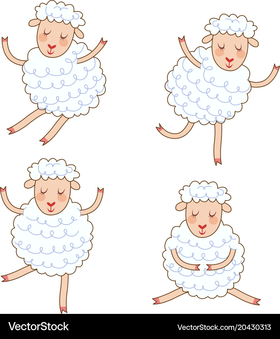 Cute Sheep Poses Set Royalty Free Vector Image
