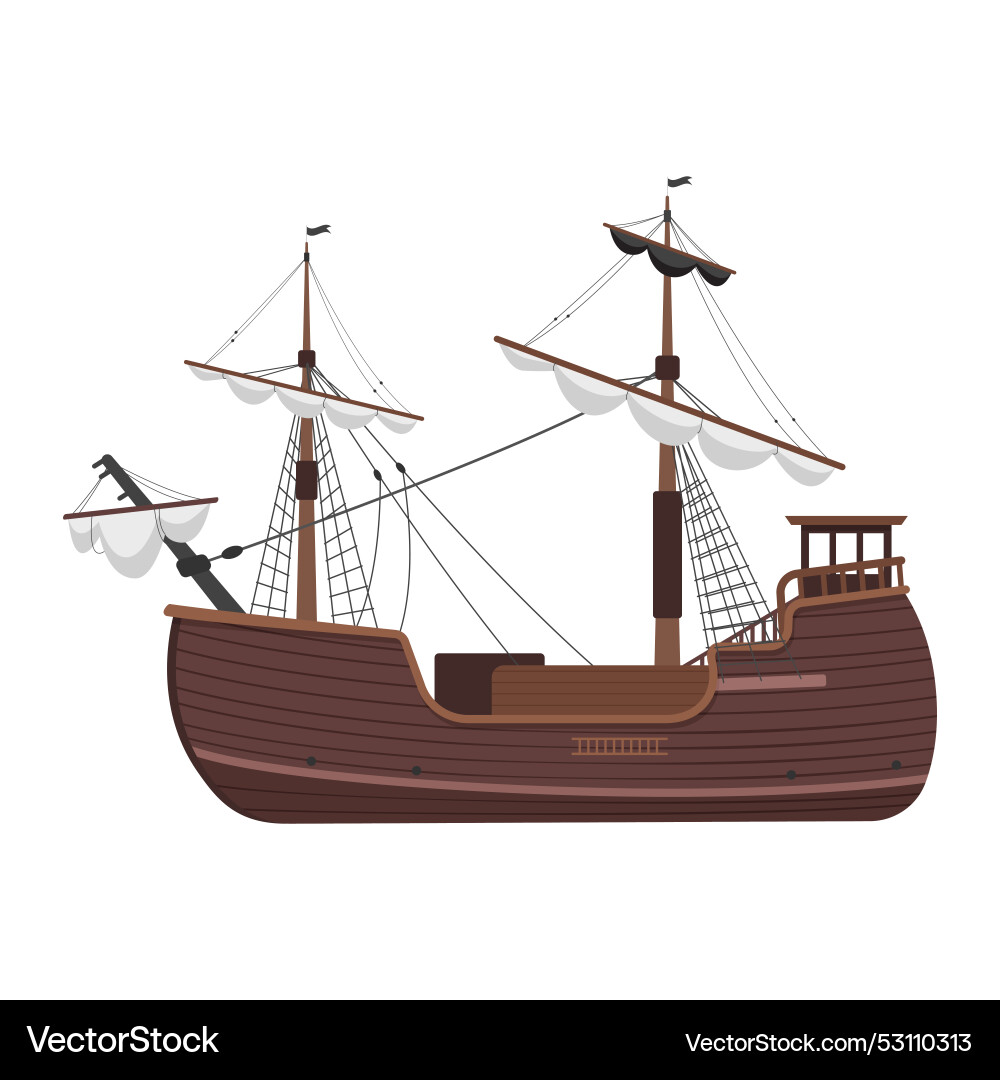 Galleon ship isolated Royalty Free Vector Image