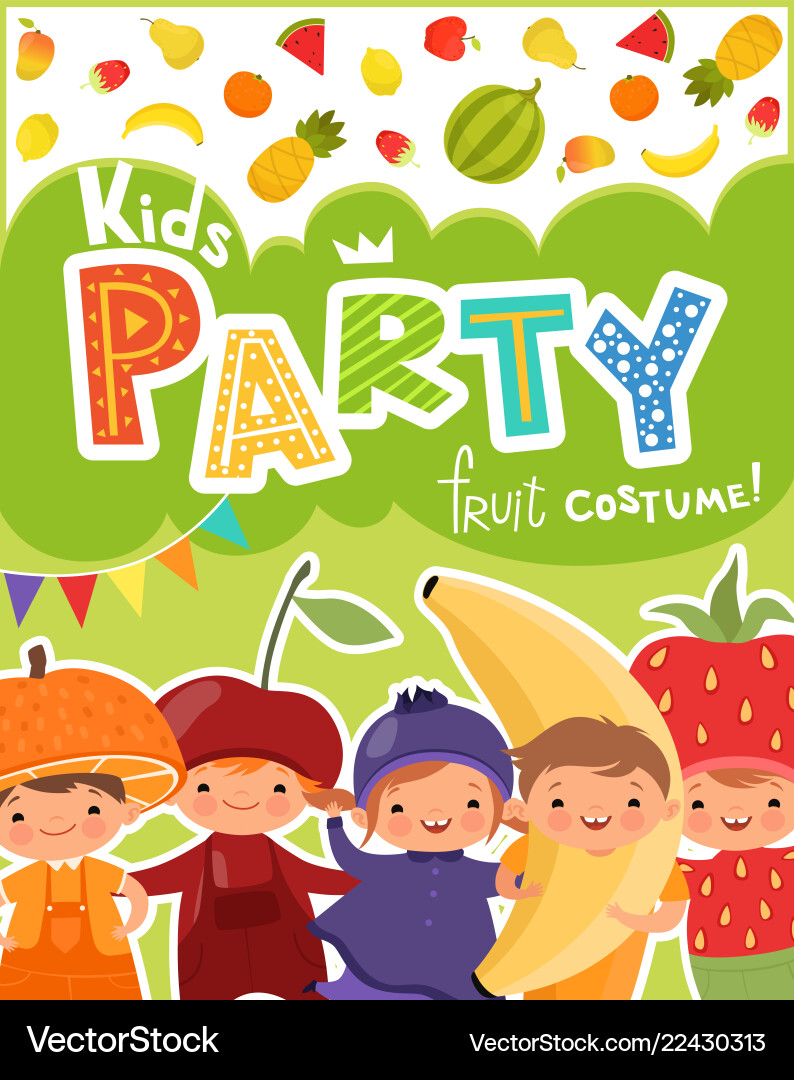 Kids party invitation design template Royalty Free Vector