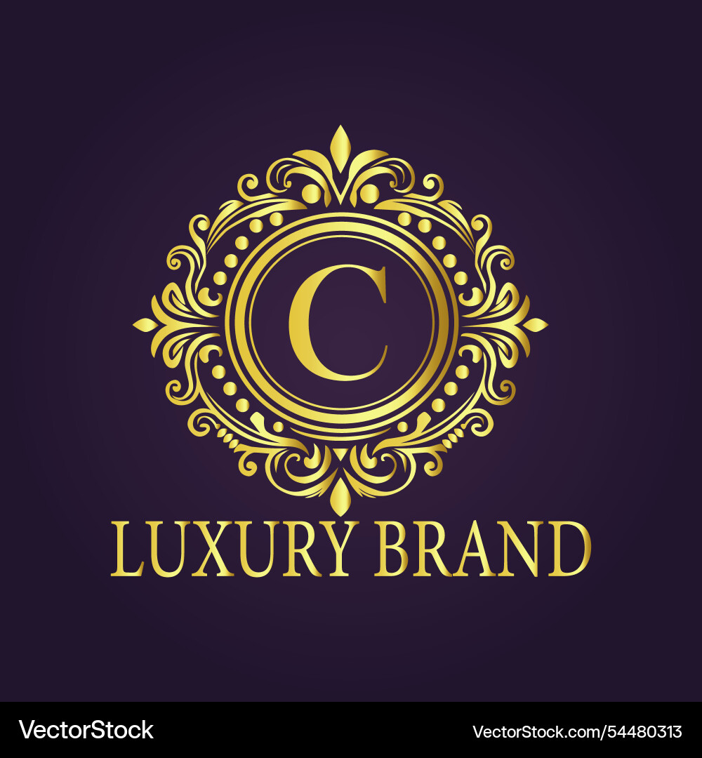 Letter c luxury gold logo concept Royalty Free Vector Image