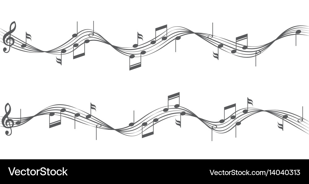 Music notes on staves Royalty Free Vector Image