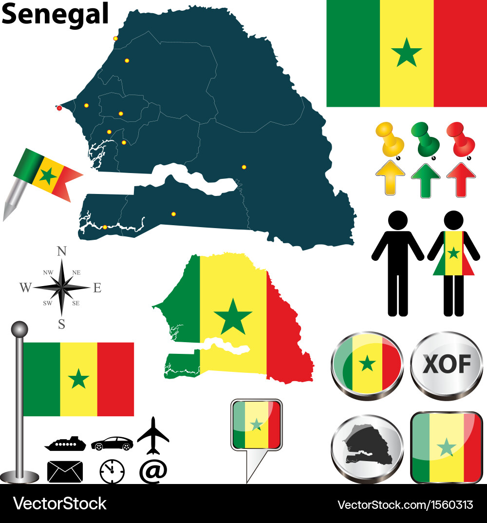 Senegal map Royalty Free Vector Image - VectorStock