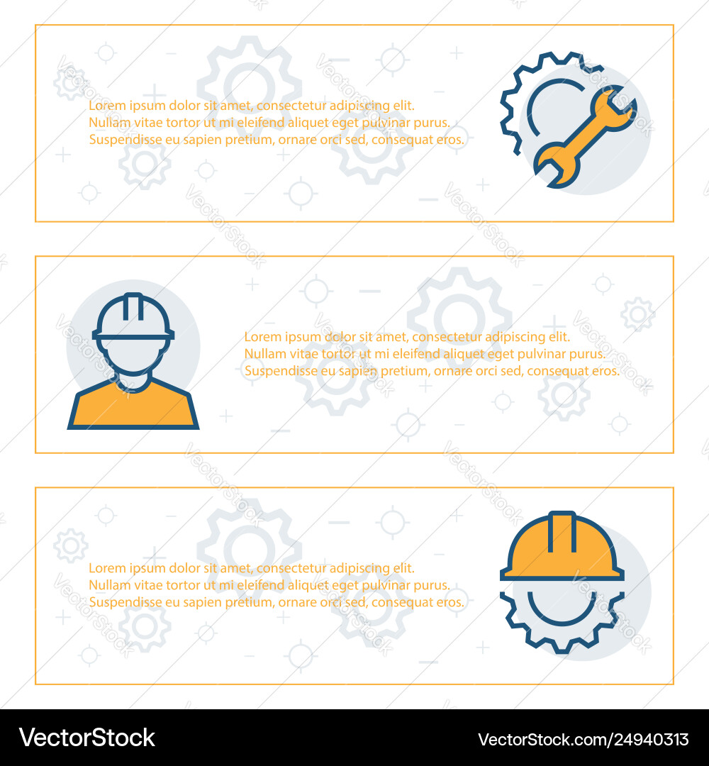 Simple banners set engineering items Royalty Free Vector