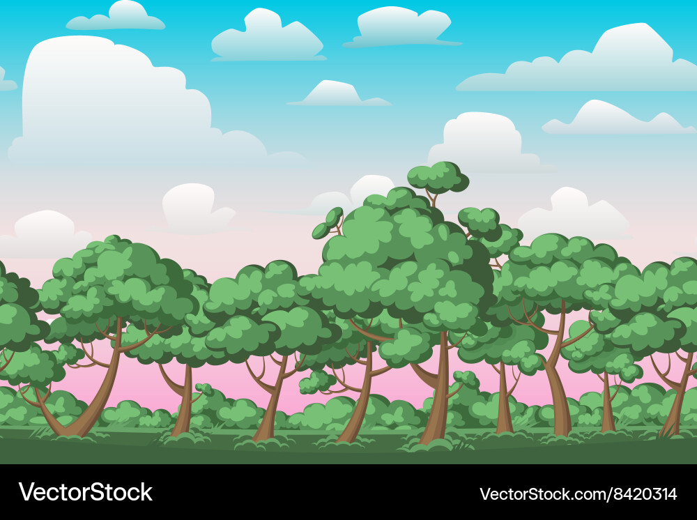 Cartoon nature seamless horizontal landscape Vector Image