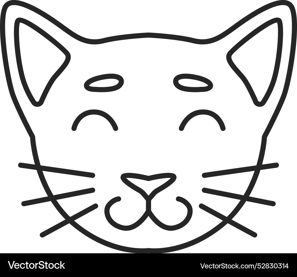 Cat face line icon happy cute pet Royalty Free Vector Image
