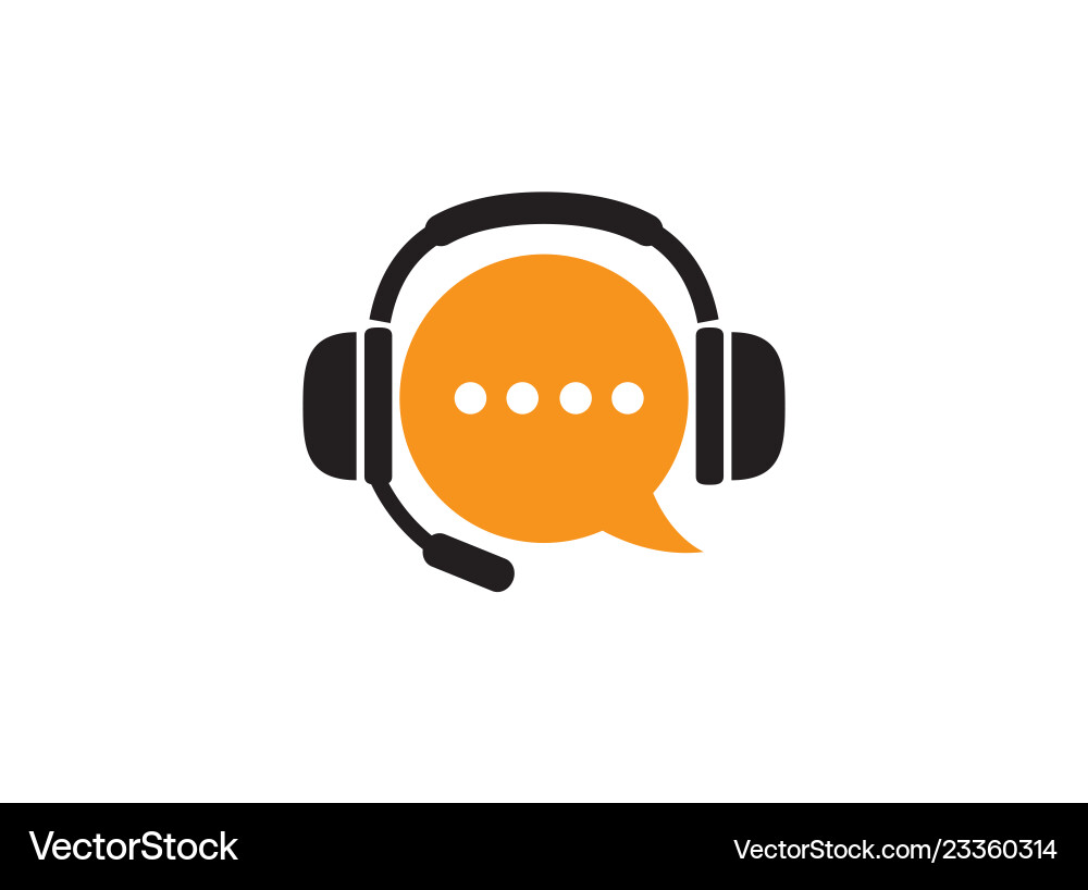 Chat symbol and headphone with microphone Vector Image