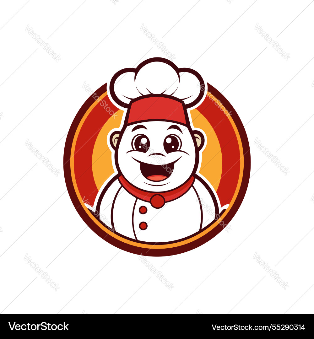 Cooking mascot logo in round circle for culinary Vector Image