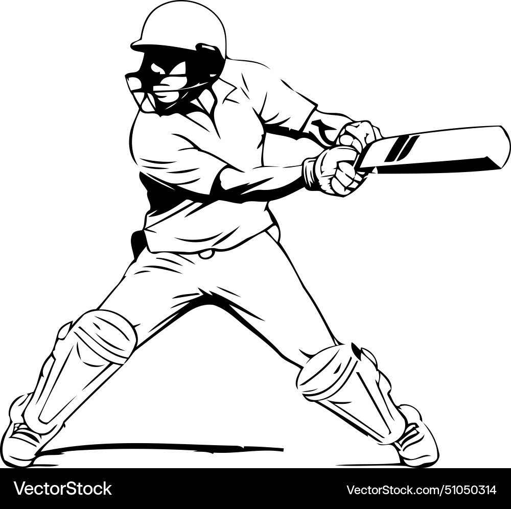 Cricket player hitting the ball with bat Vector Image