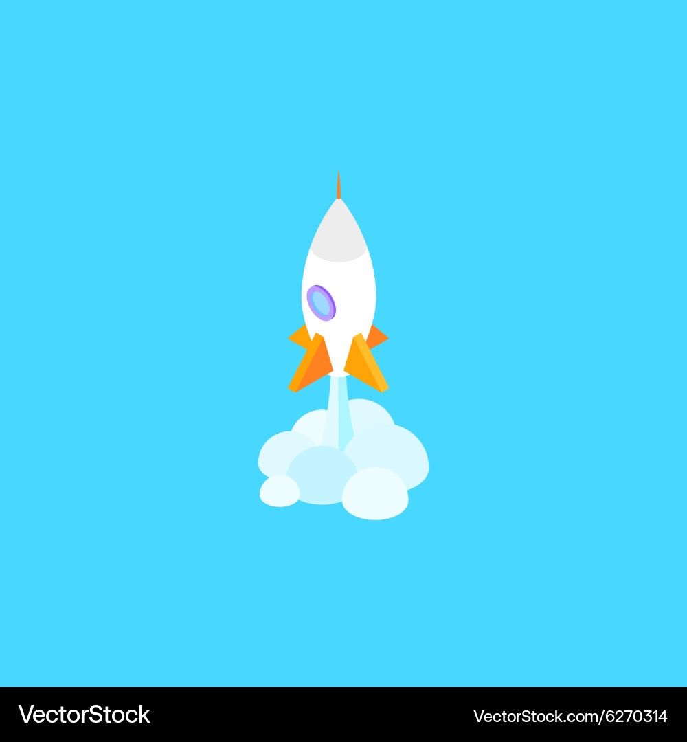 Flat isometric space symbol rocket ship icon Vektorbild
