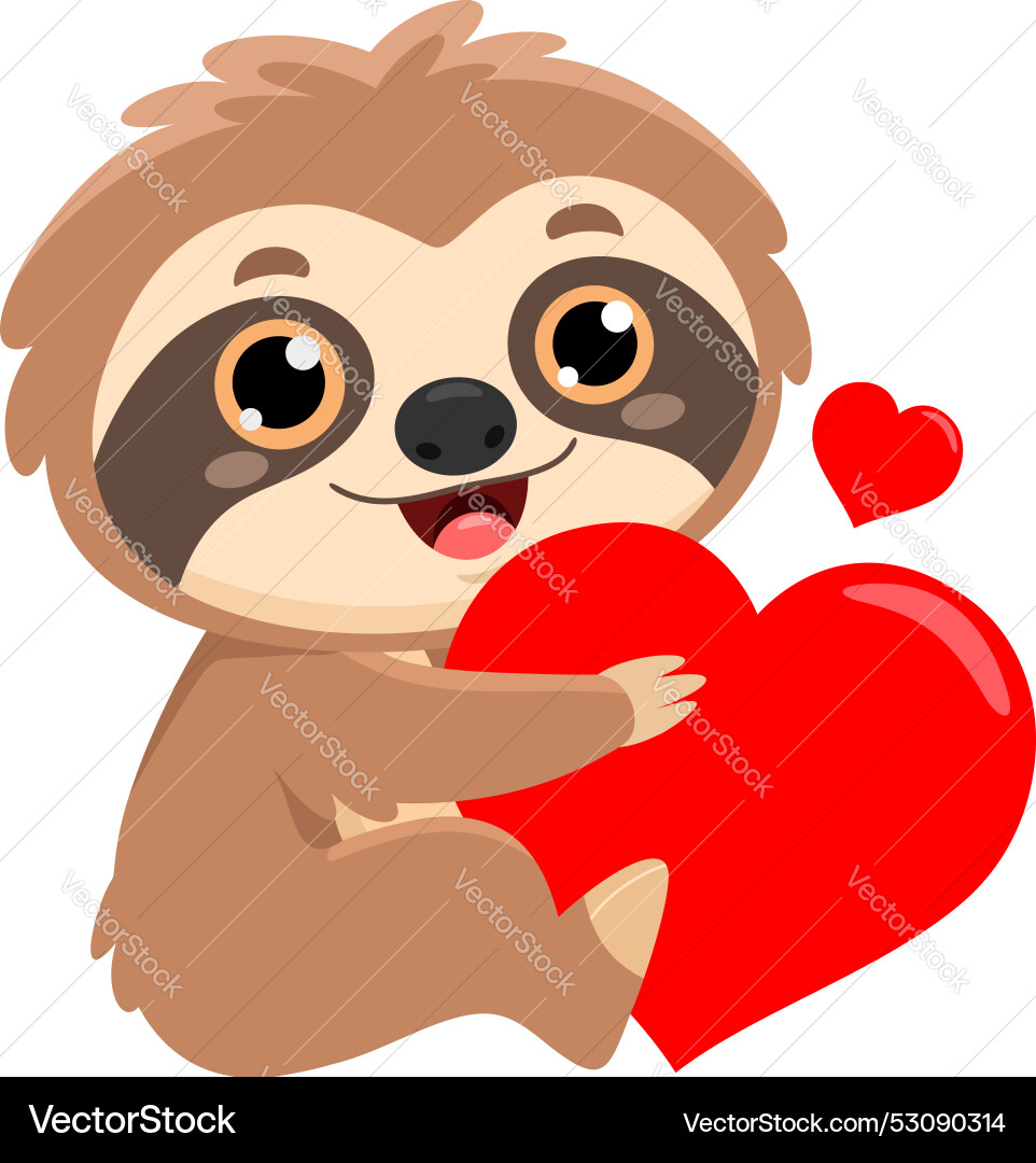 Funny cute sloth cartoon character Royalty Free Vector Image