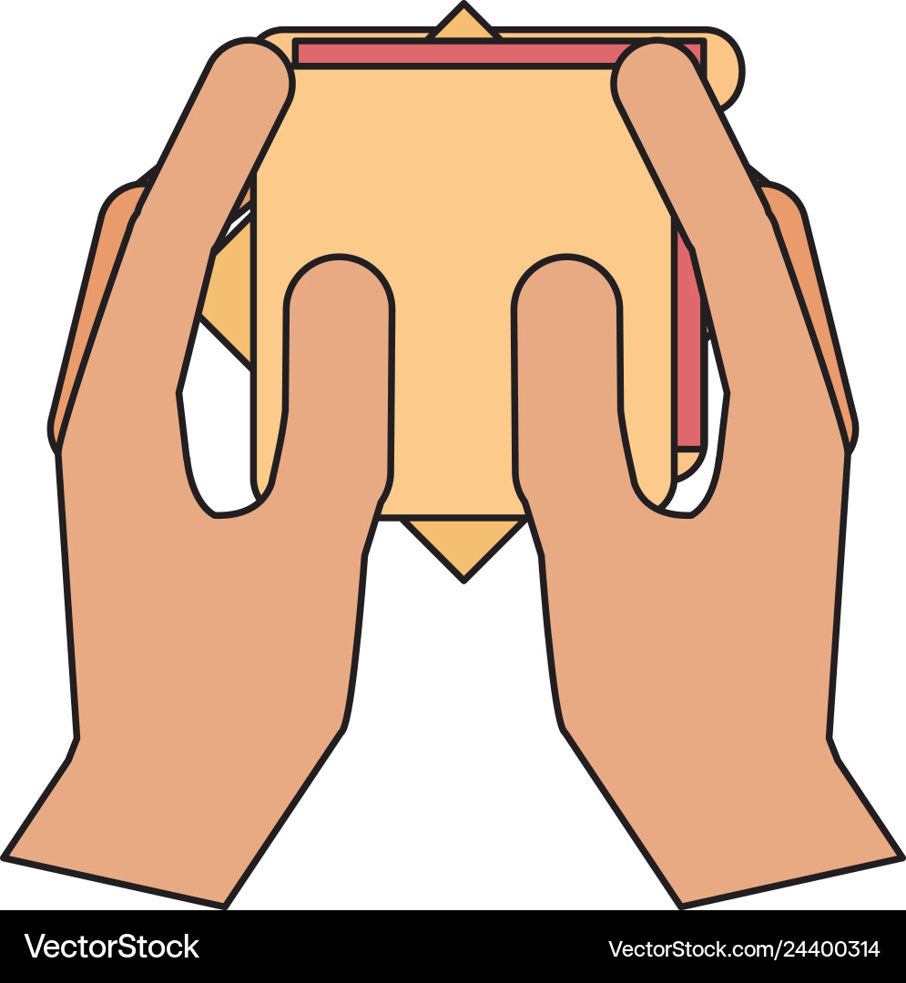 Hands mit Sandwich Lizenzfreies Vektorbild - VectorStock
