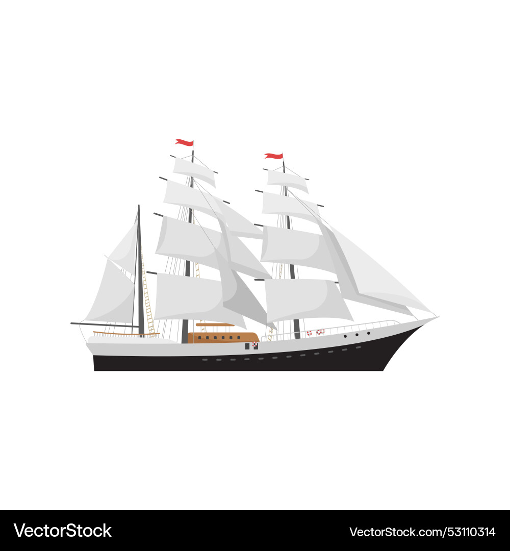 Modern sailing ship isolated Royalty Free Vector Image