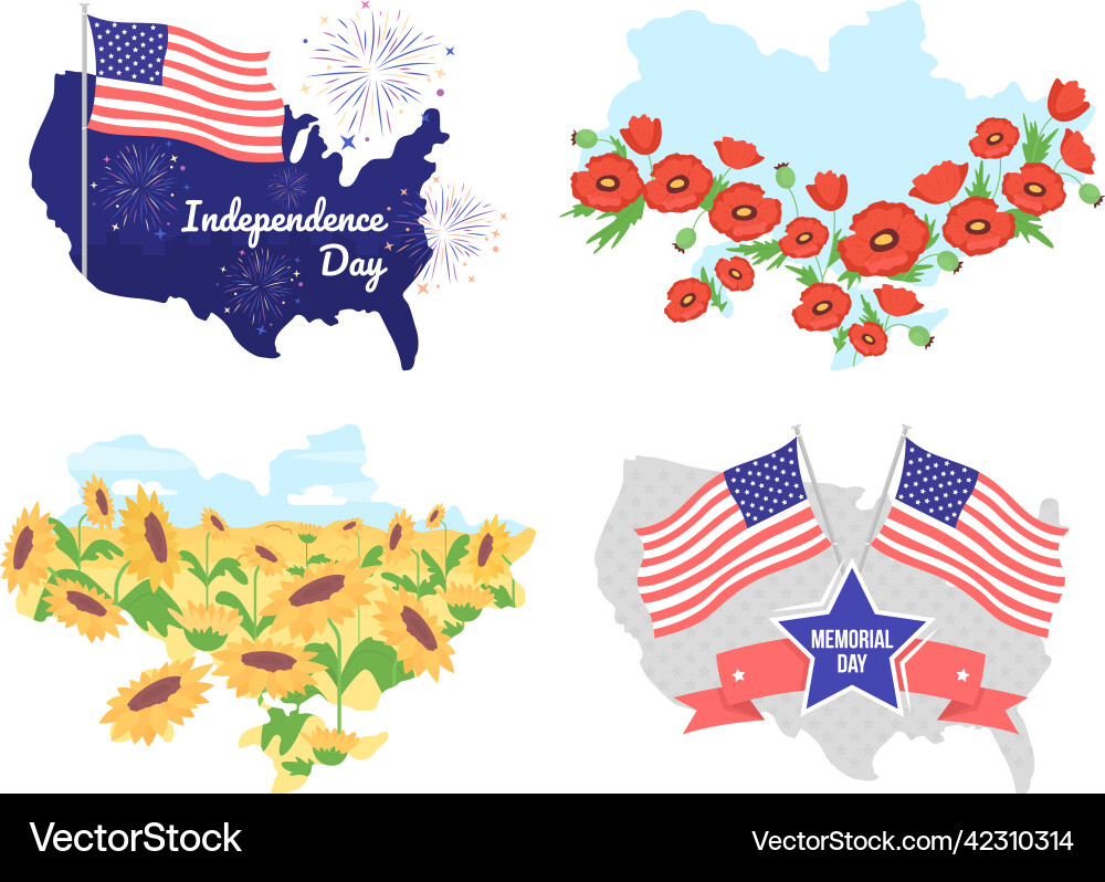 Patriotism 2d isolated set Royalty Free Vector Image