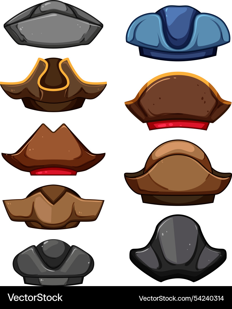 Pirate hat set cartoon Royalty Free Vector Image