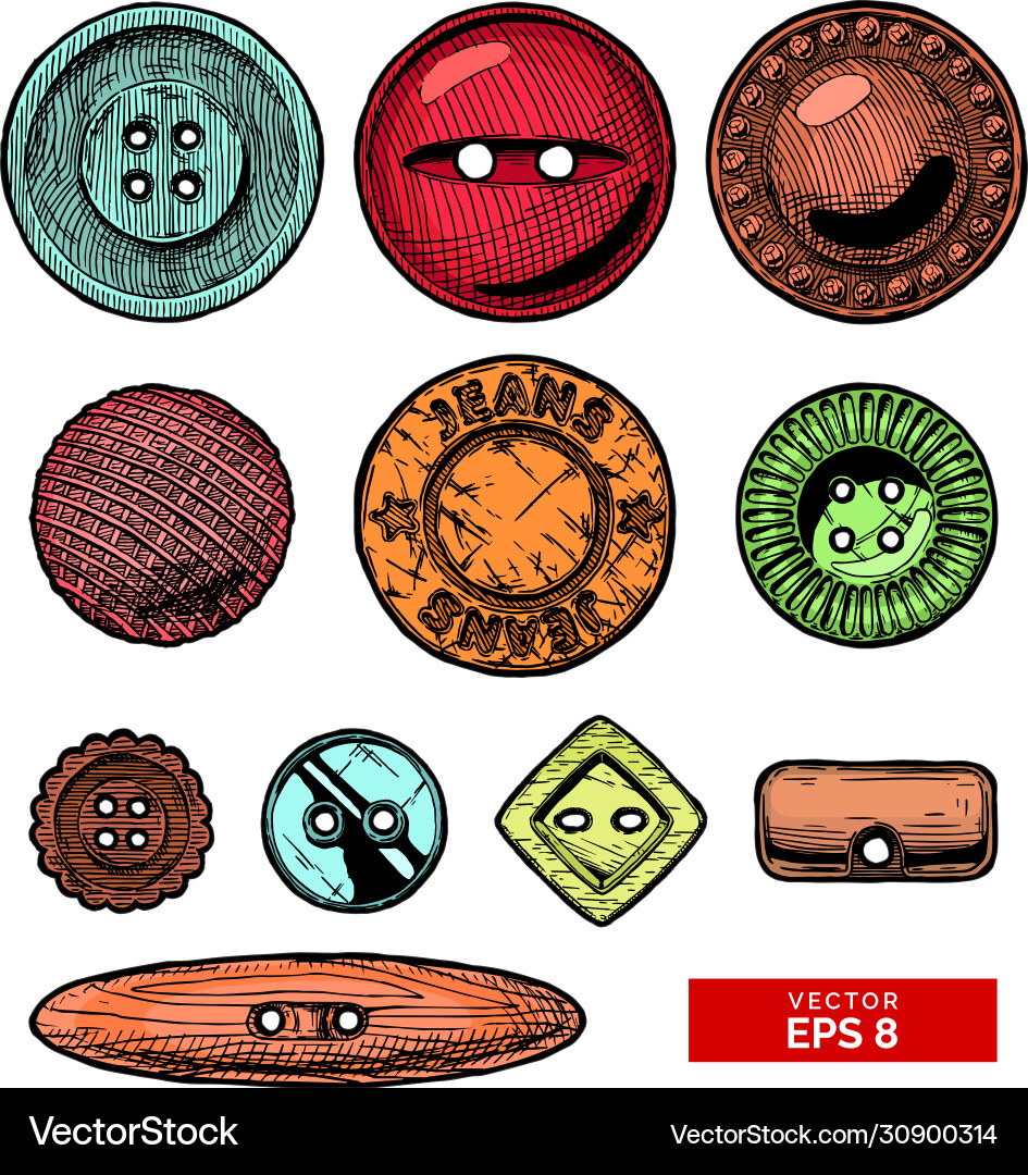 Set button clothes Royalty Free Vector Image - VectorStock