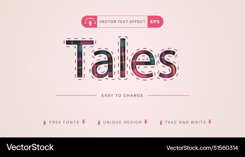 Tales - editable text effect font style Royalty Free Vector