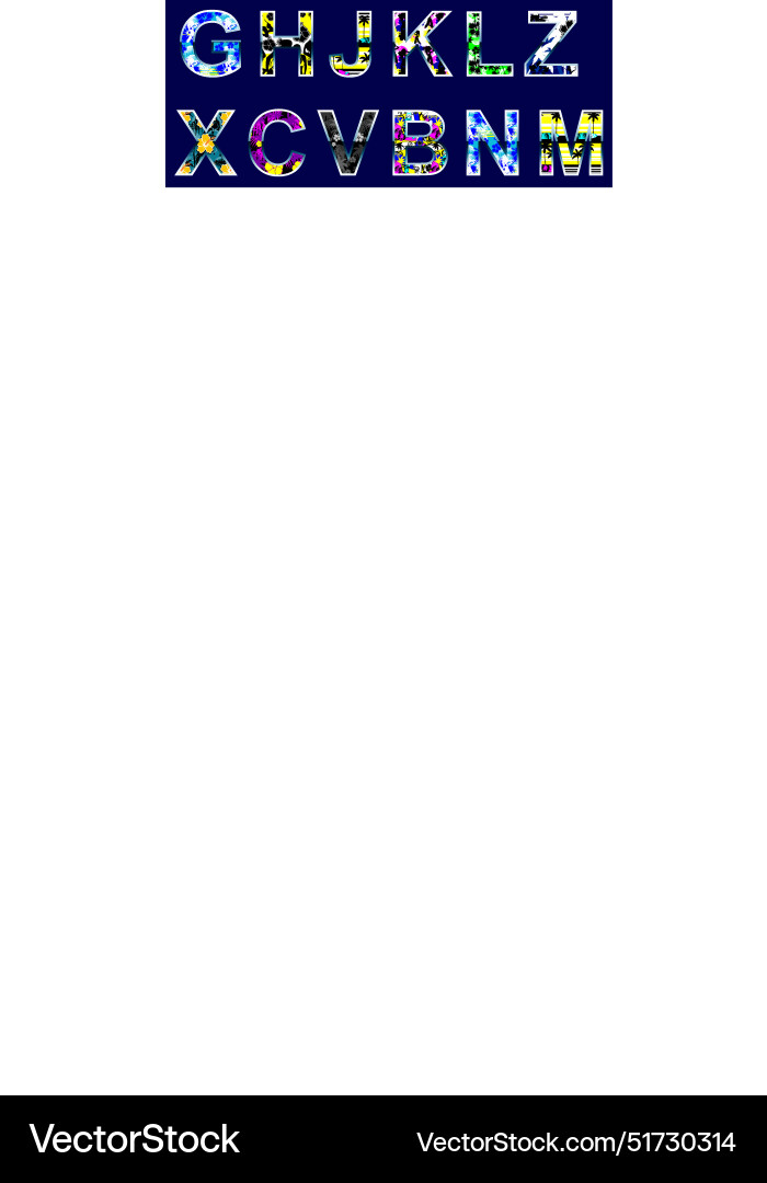 Tropical hawaiian alphabet letters pack Royalty Free Vector