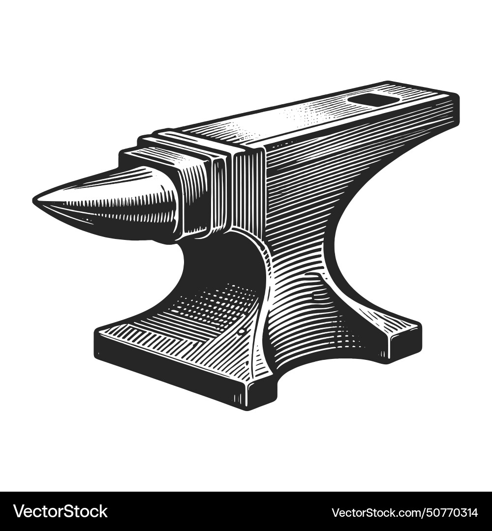 Vintage anvil engraved Royalty Free Vector Image