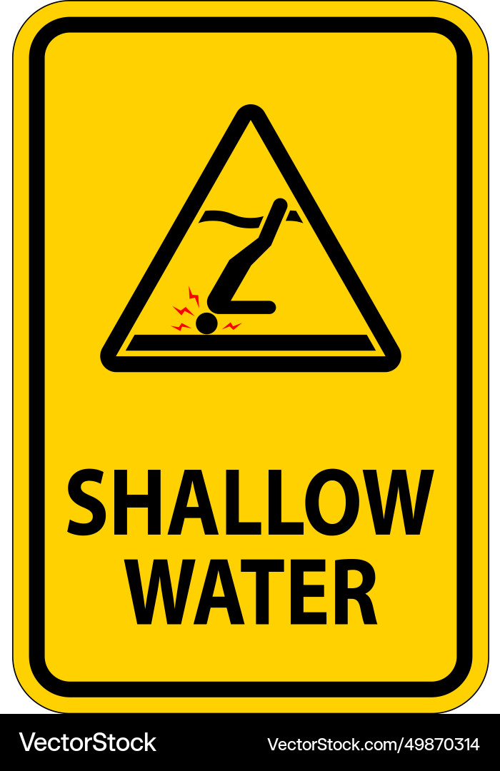 Water safety sign warning - shallow Royalty Free Vector
