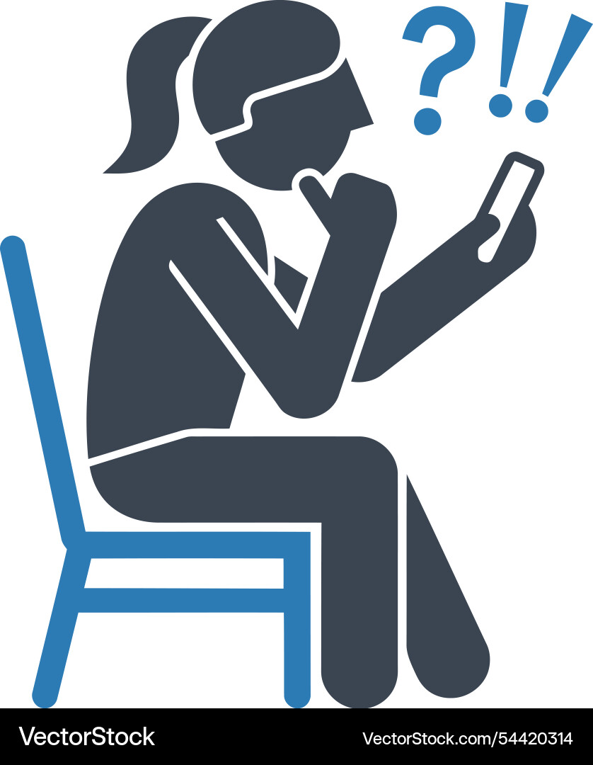 Woman thinking with smartphone icon Royalty Free Vector