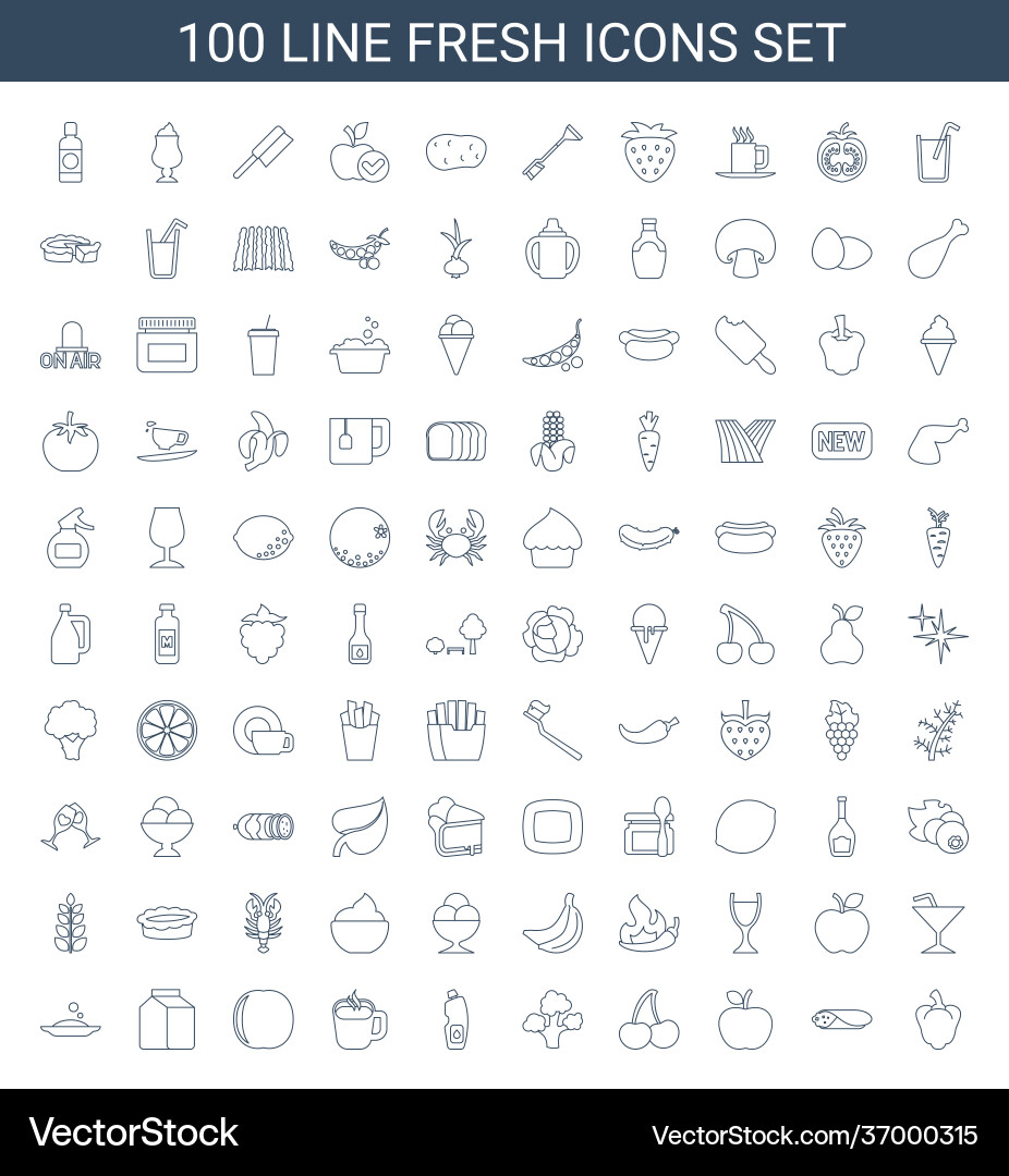 100 frische Ikonen Lizenzfreies Vektorbild - VectorStock