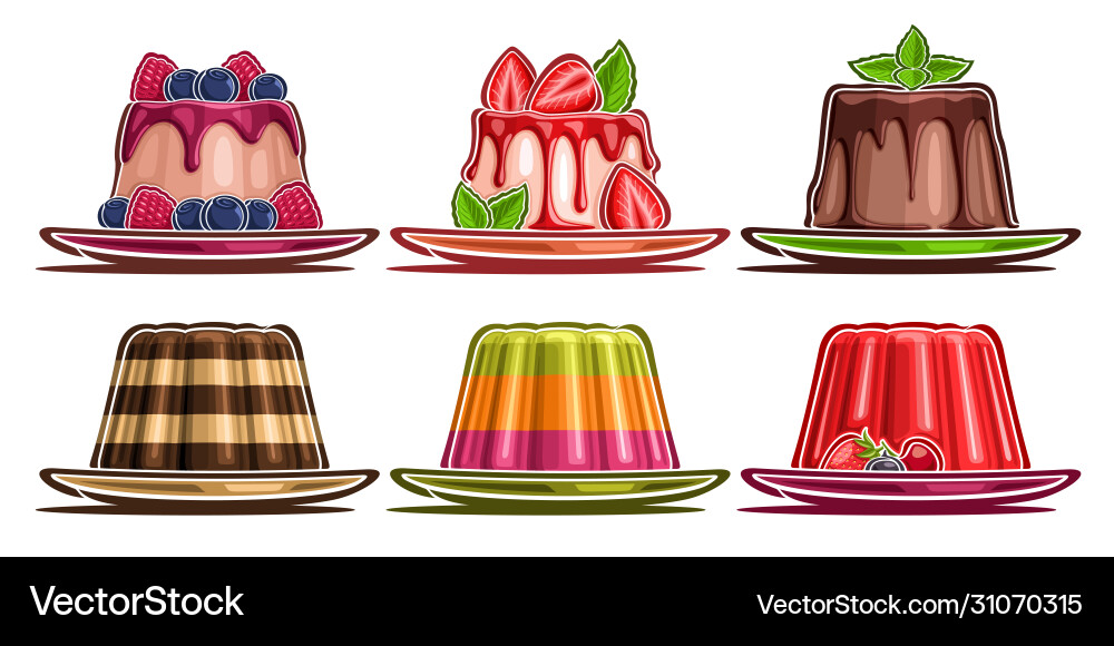 Assorted Panna Cotta and Jelly Desserts Royalty Free Vector