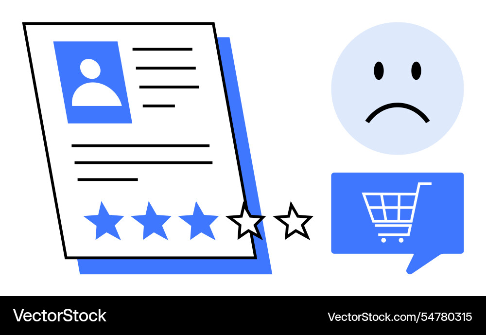 Customer dissatisfaction depicted with three-star Vector Image