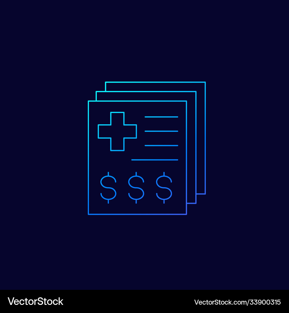 Medical bill icon linear art Royalty Free Vector Image