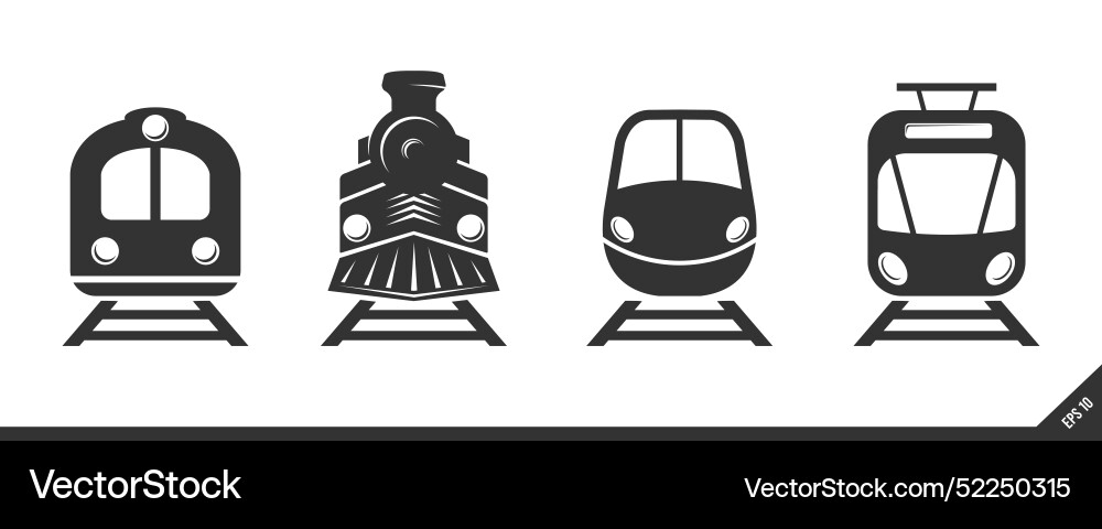 Modern and retro train silhouettes railways Vector Image