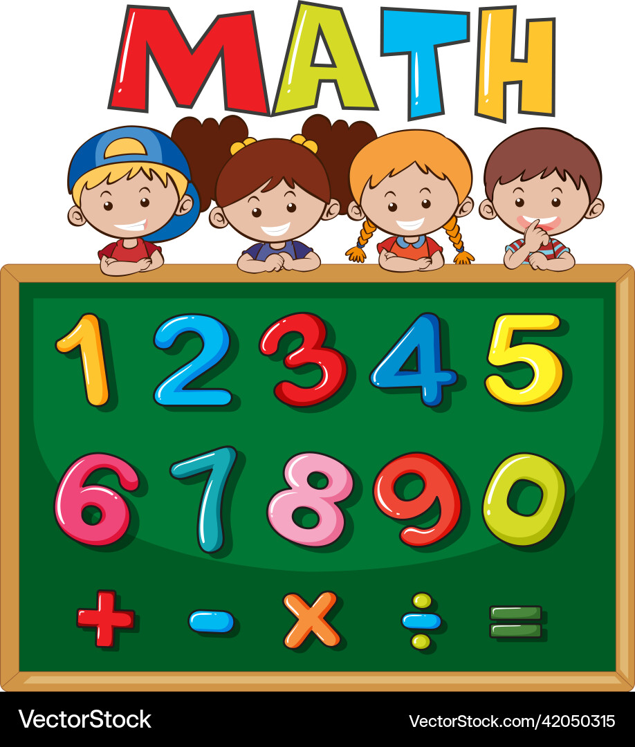 Number 0 to 9 with math symbols Royalty Free Vector Image