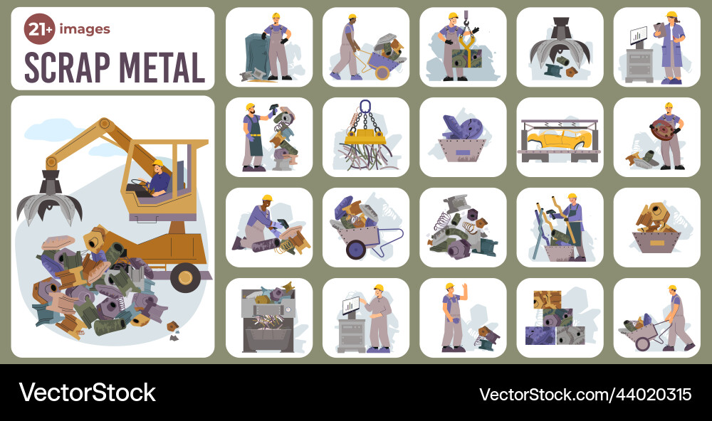 Scrap metal square compositions Royalty Free Vector Image
