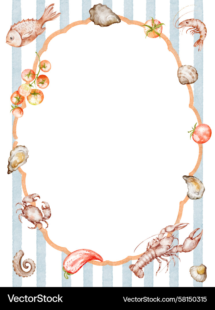Seafood Mediterranean Border Royalty Free Vector Image