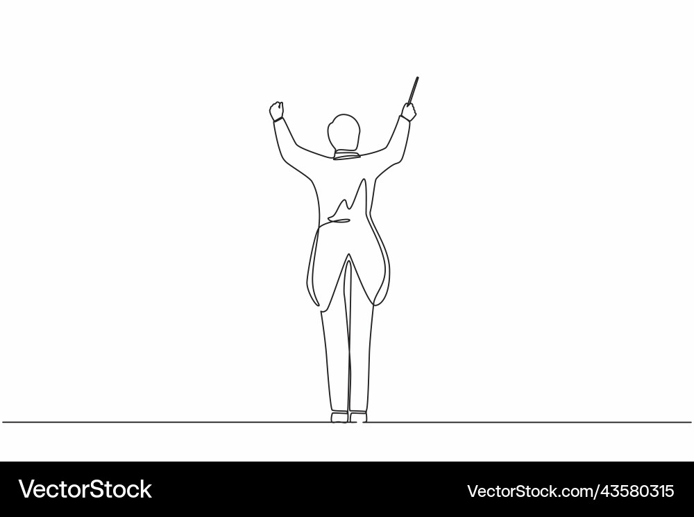 Single continuous line drawing back view of man Vector Image