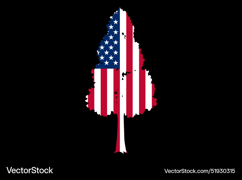 Tree with an america flag Royalty Free Vector Image