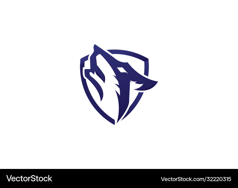 Wolf shield logo design template flat style Vector Image