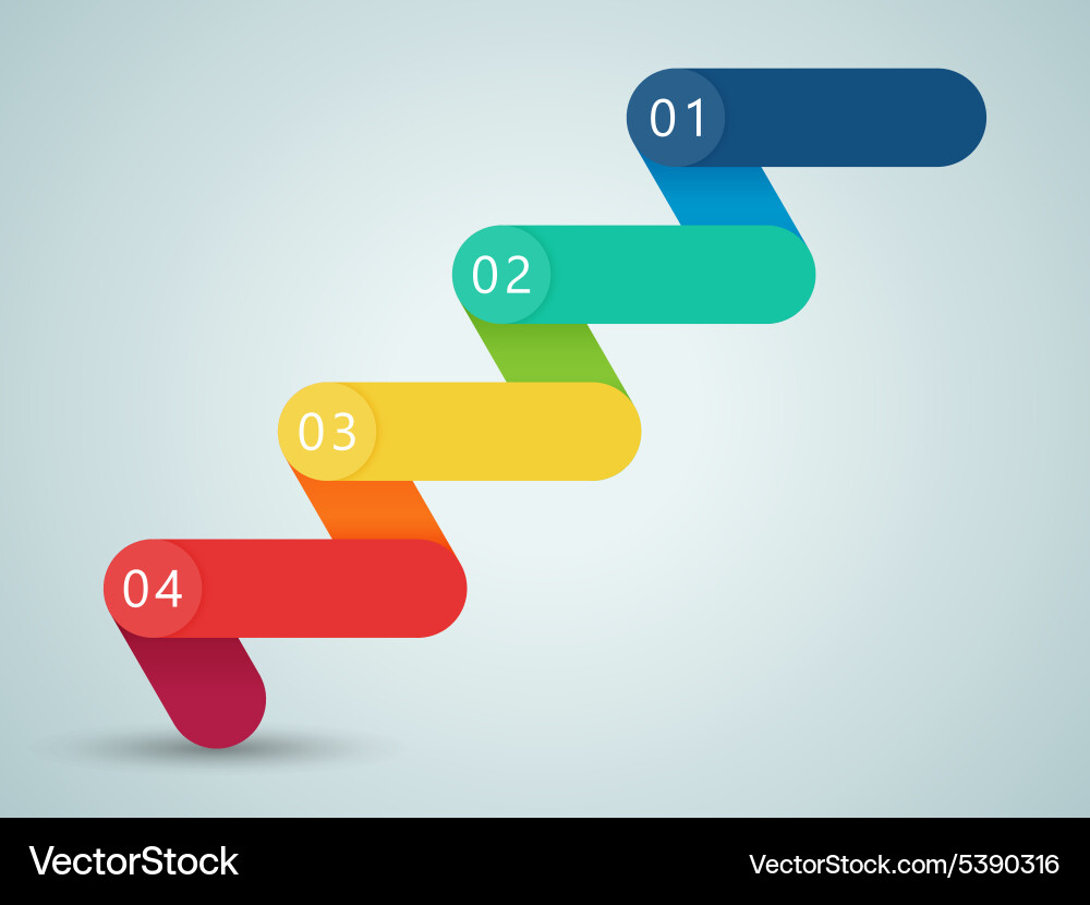 3D Number Steps Infographic - 1 to 4 Royalty Free Vector