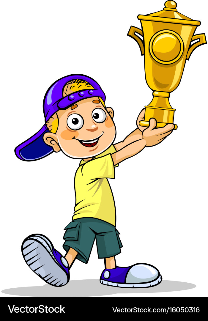 Boy with a trophy Royalty Free Vector Image - VectorStock