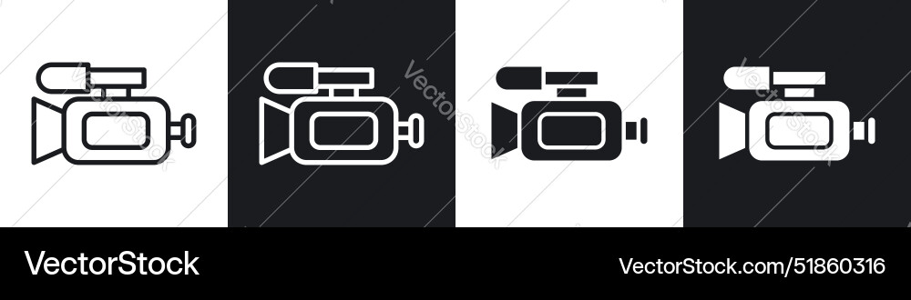 Camcorder liner and solid icon set in black color Vector Image