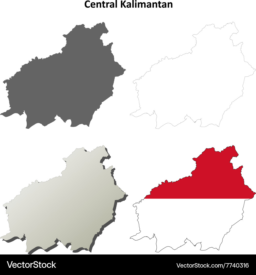 Central kalimantan blank outline map set Vector Image