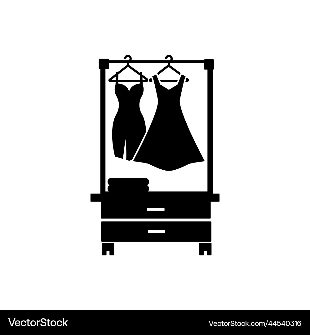 Clothing rail with hangers editable thin stroke Vector Image