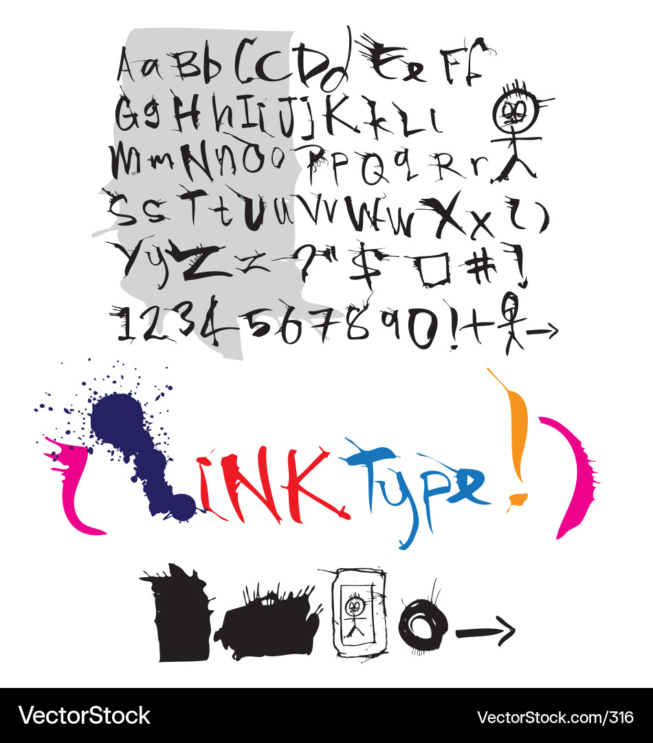Ink style type Royalty Free Vector Image - VectorStock