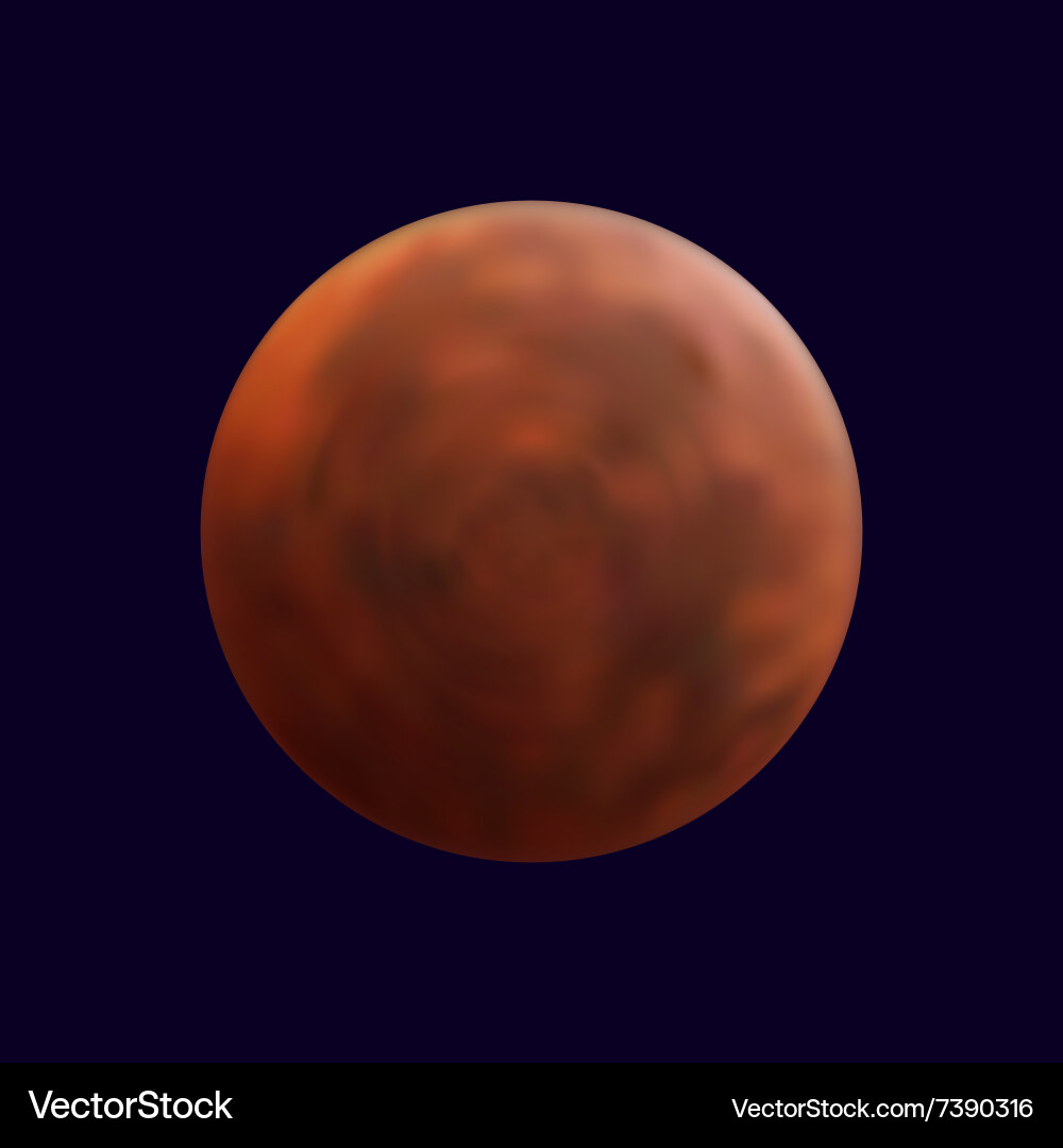 Realistic shining full mars in the dark blue sky Vector Image
