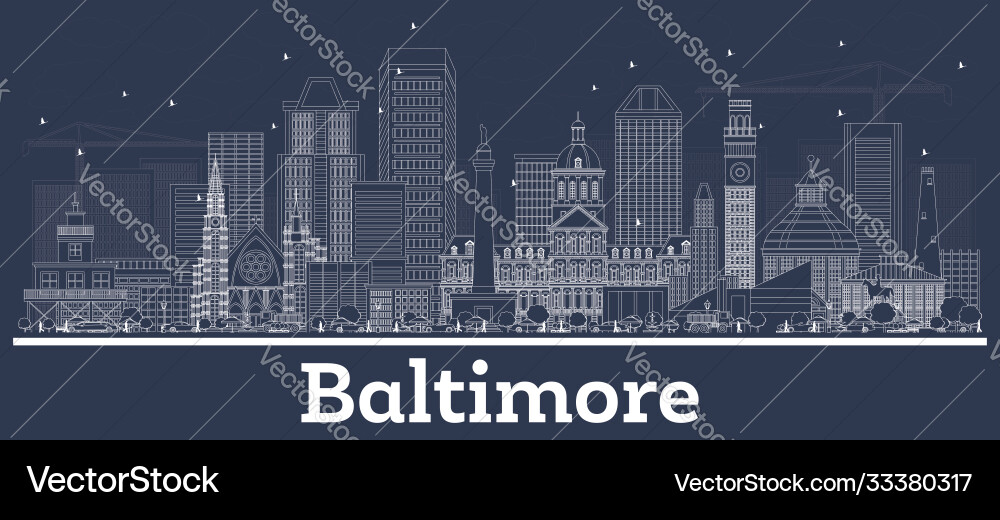 Baltimore Skyline Outline Royalty Free Vector Image