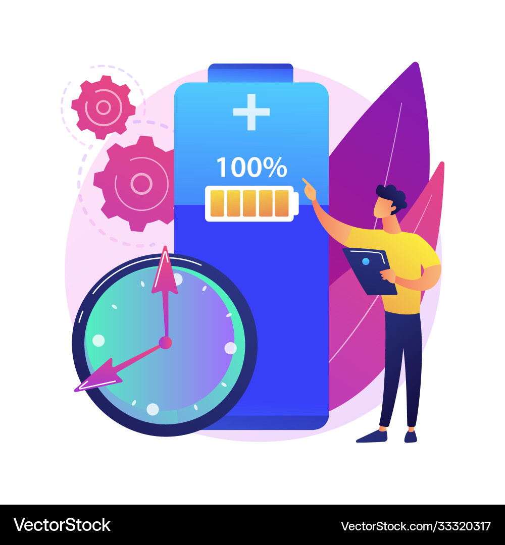 Battery runtime abstract concept Royalty Free Vector Image Battery runtime abstract concept Royalty Free Vector Image