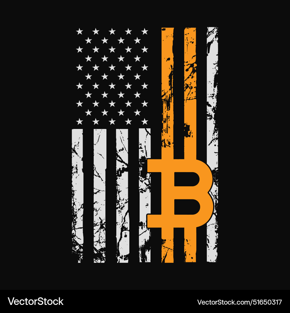 Bitcoin american flag patriotic cryptocurrency Vector Image