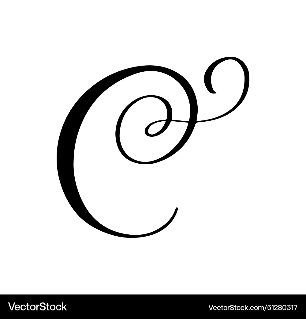 Calligraphy hand drawn letter c logo Royalty Free Vector