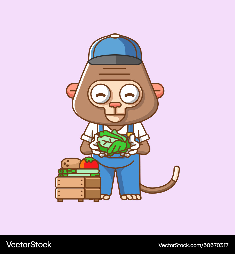 Cute monkey farmers harvest fruit and vegetables Vector Image